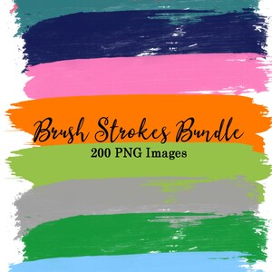 Brush Strokes Clip Art Bundle | 200 PNG Images | Foil, Marble, Glitter ...