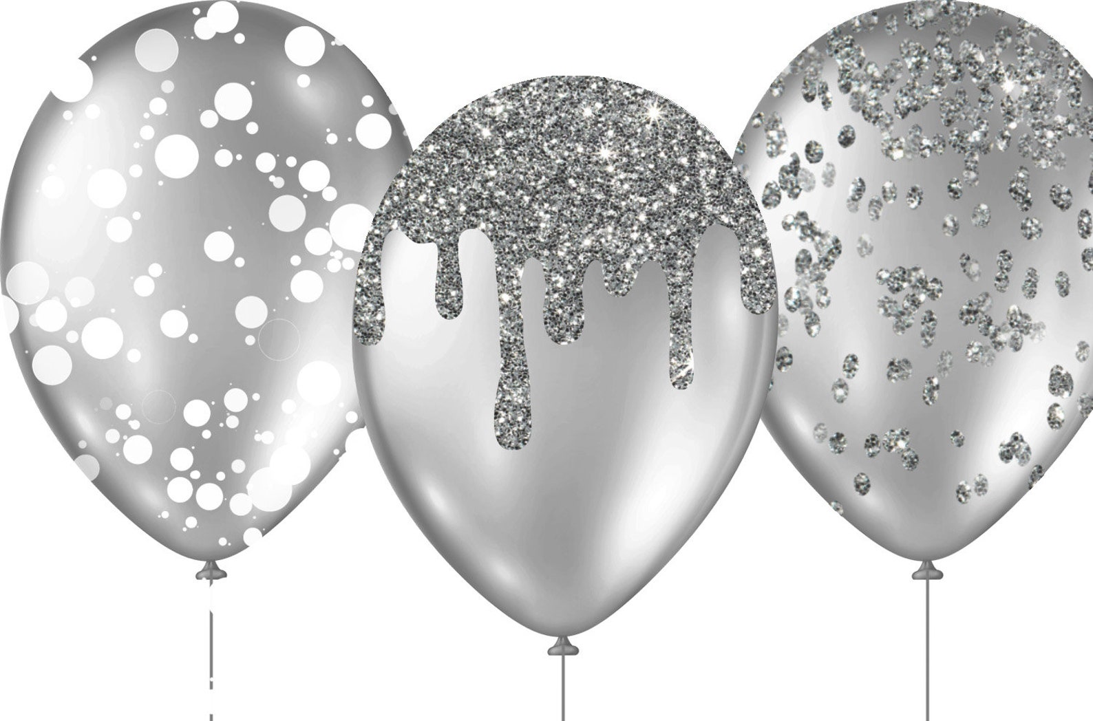 Baby Blue and Silver Balloons Clipart Glitter Balloon PNG | Etsy