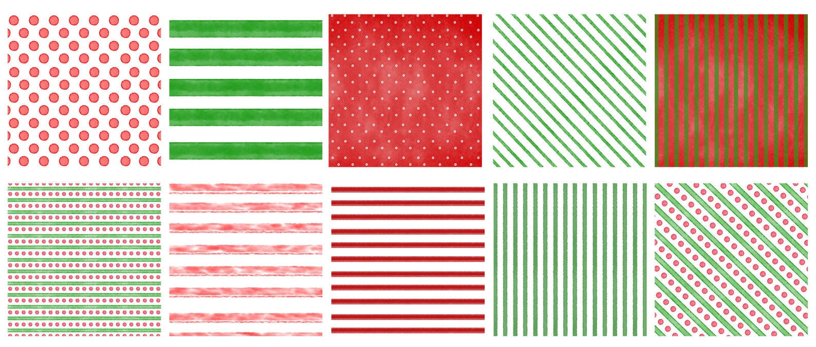 Bright Christmas Watercolor Papers, Red and Green Digital Paper Pack ...