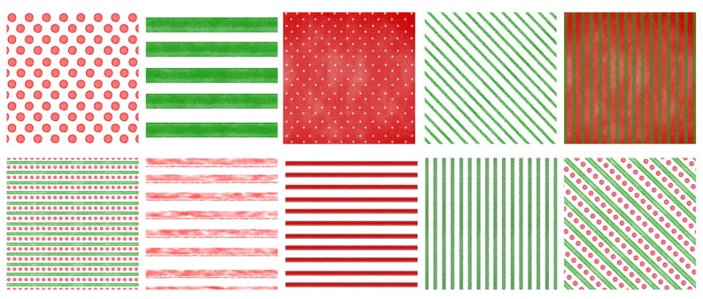 Bright Christmas Watercolor Papers Red and Green Digital - Etsy