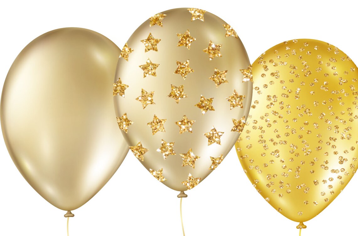 Blush Pink and Gold Glitter Balloons Clipart, Glitter Sparkle Confetti ...