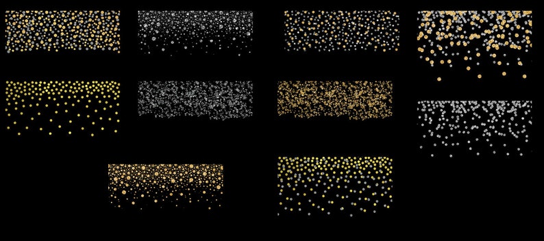 Silver and Gold Confetti Overlays Clipart Gold and Silver | Etsy