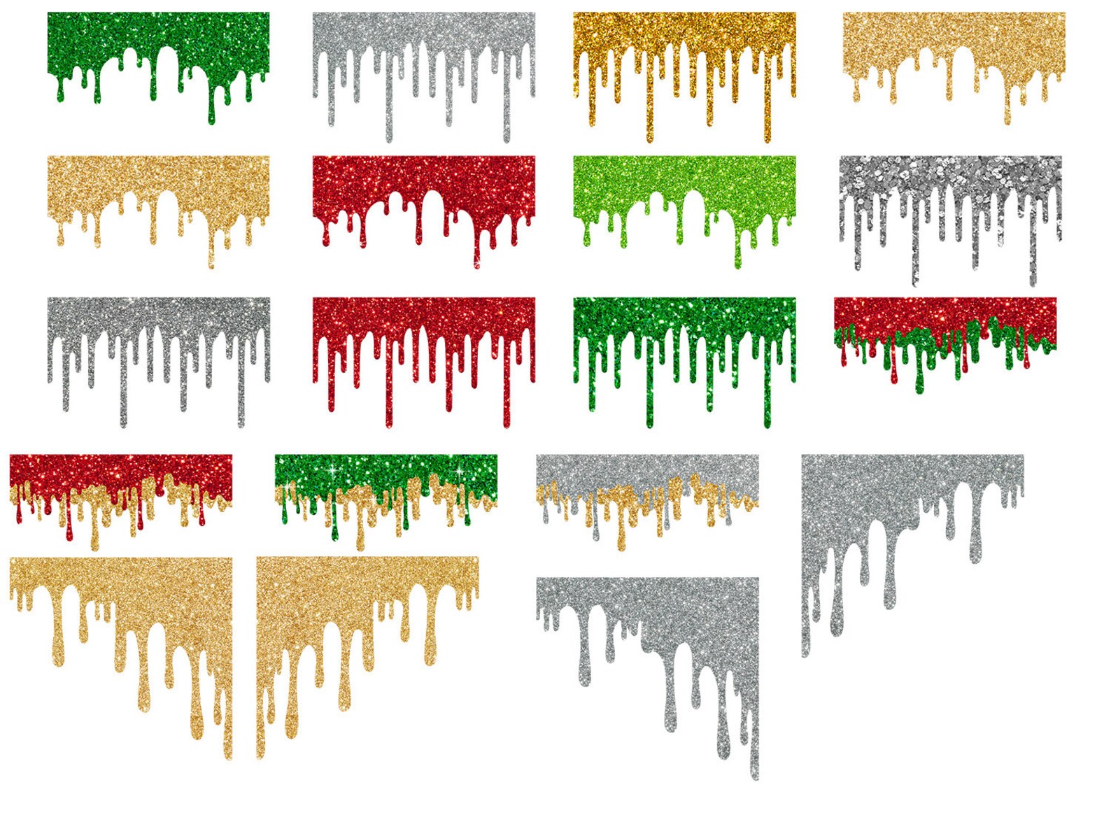 Christmas Glitter Drips Clipart, Digital Sparkling Overlays Glitter ...