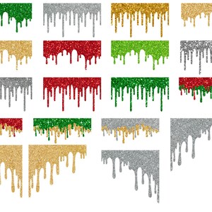 Christmas Glitter Drips Clipart, Digital Sparkling Overlays Glitter ...