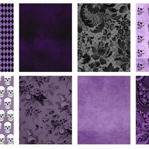 Gothic Purple Skulls, Grunge Digital Paper, Printable Backgrounds for ...