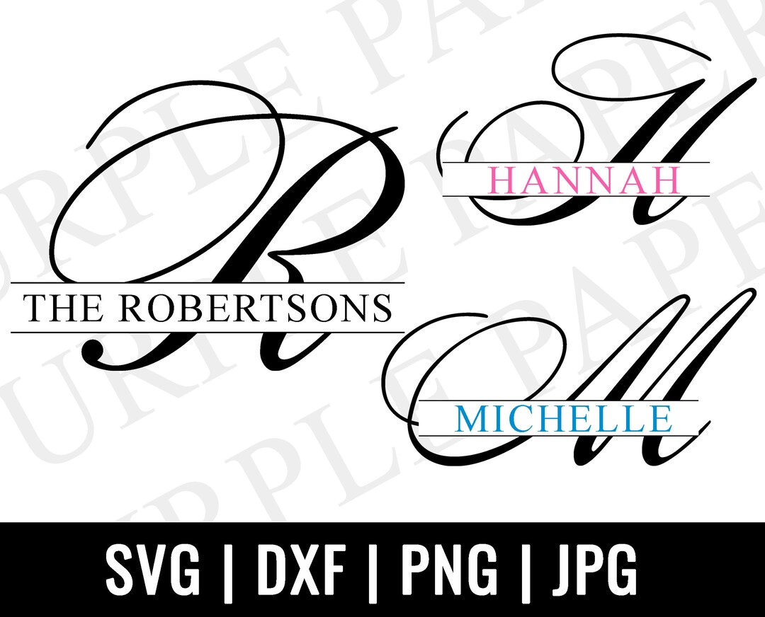 Split Monogram Svg,dxf,png,jpeg, Split Script Monogram Frame Alphabet ...