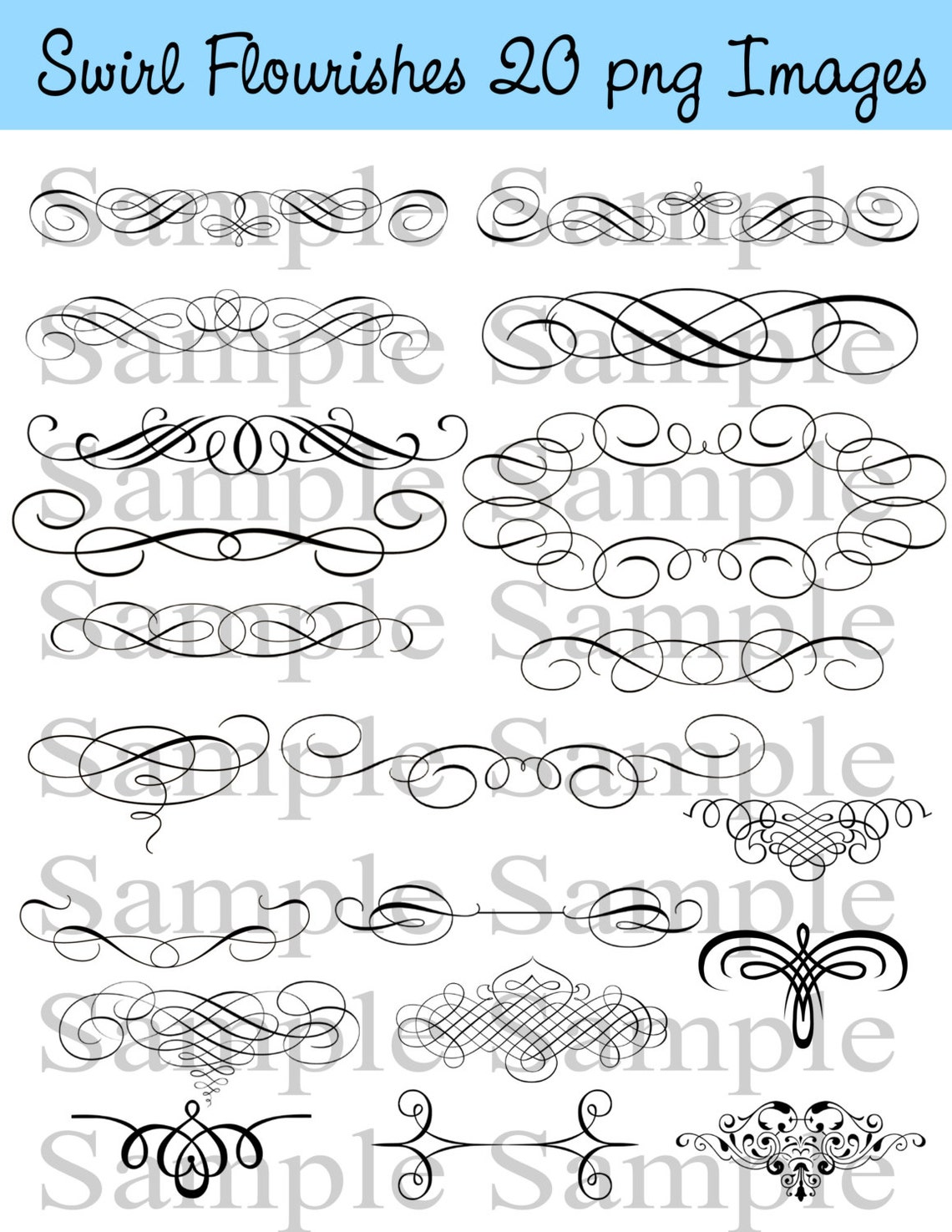 Swirl Flourishes Wedding Clipart INSTANT DOWNLOAD Swirl Clip - Etsy