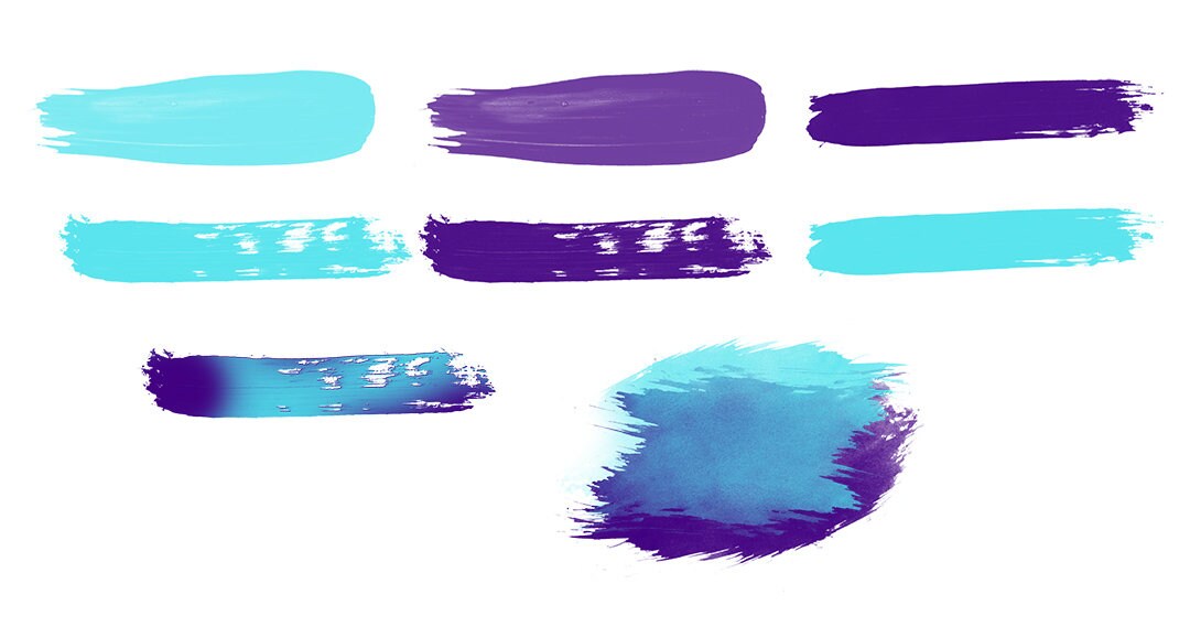 Watercolor Clipart #17, Teal and Purple Watercolor Brush Clip Art ...