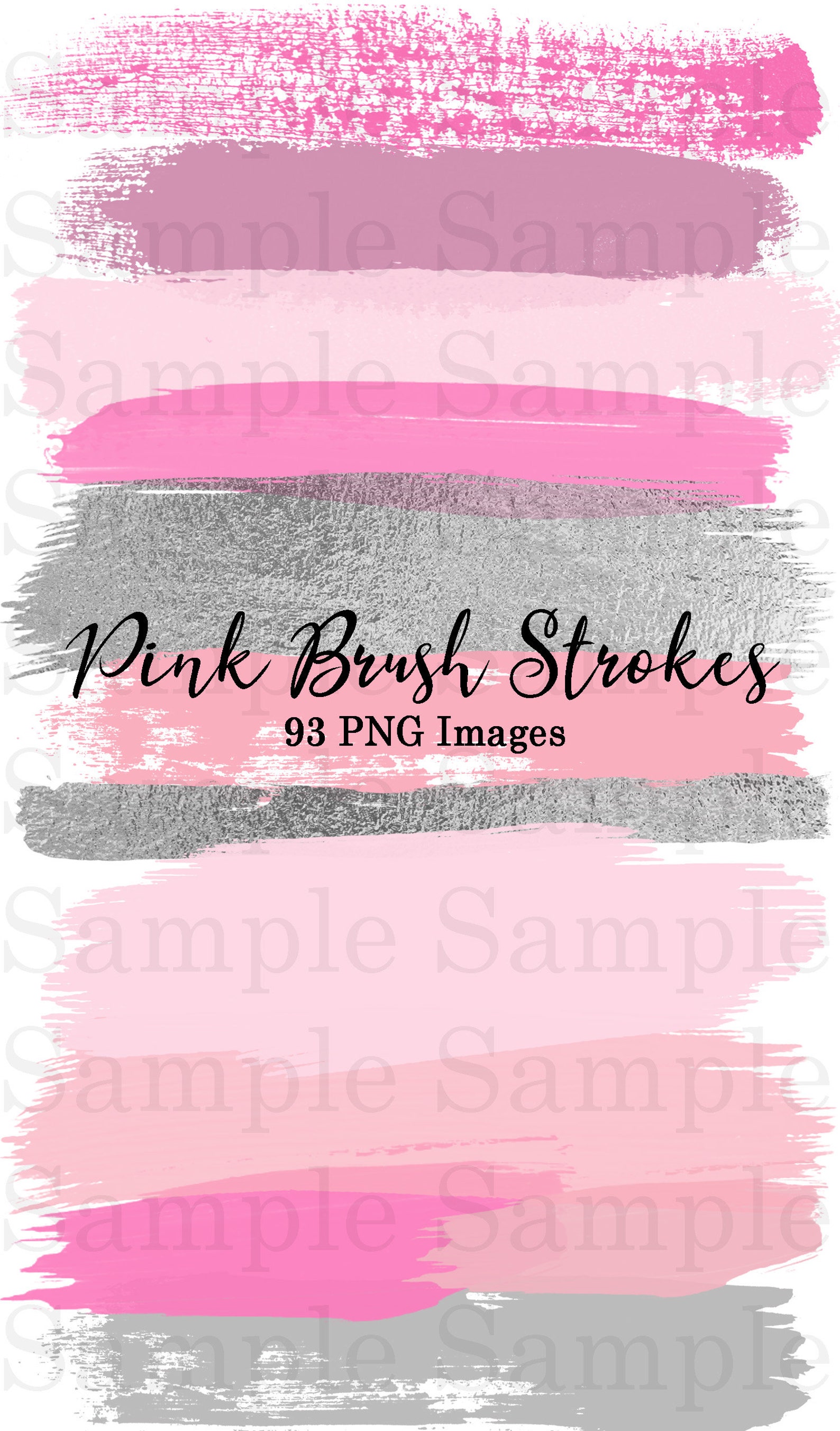 Pink Gray Brush Strokes Clip Art 38 Hand Painted Pink Glitter - Etsy