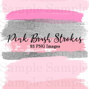 Pink Gray Brush Strokes Clip Art 38 Hand Painted Pink Glitter Foil ...