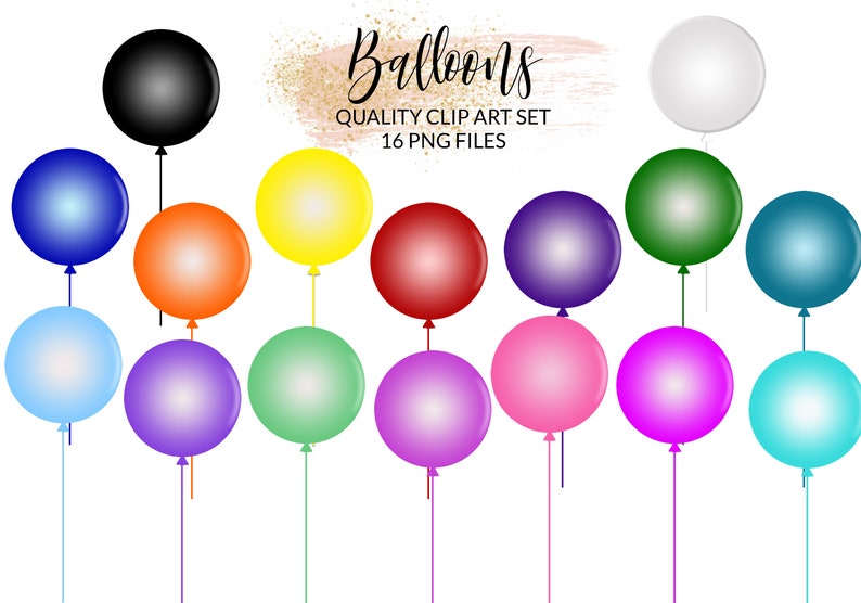 Rainbow Primary Bright Color Balloons Clipart Balloons Clip - Etsy