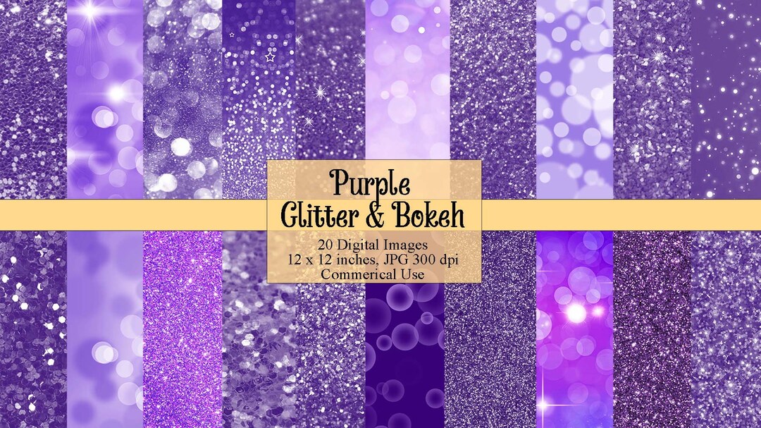 Purple Glitter and Bokeh Lights Digital Papers, Shimmer, Printable ...
