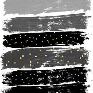 Black and Grey Brush Strokes Clip Art #24 Hand Painted Clipart ...