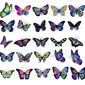 Tie Dye Butterflies Clip Art, Vintage Watercolor Butterfly Clipart ...
