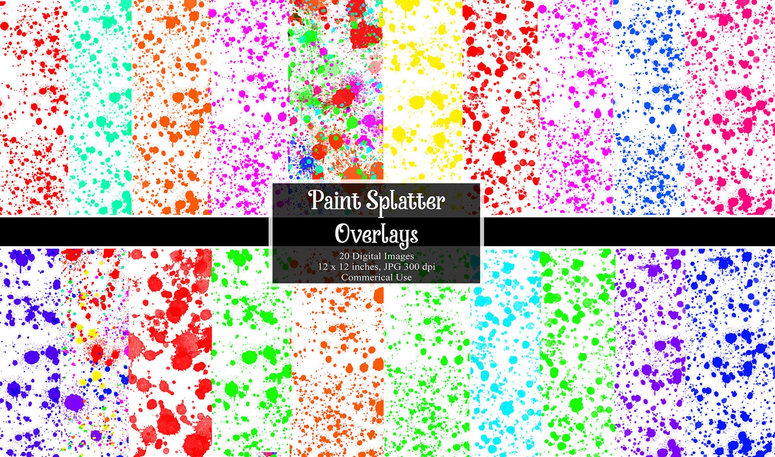 Neon Paint Splatter Overlays Funky Whimsical Digital - Etsy