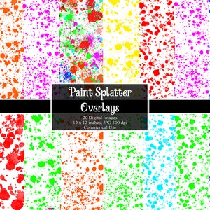 Neon Paint Splatter Overlays, Funky, Whimsical, Digital INSTANT ...