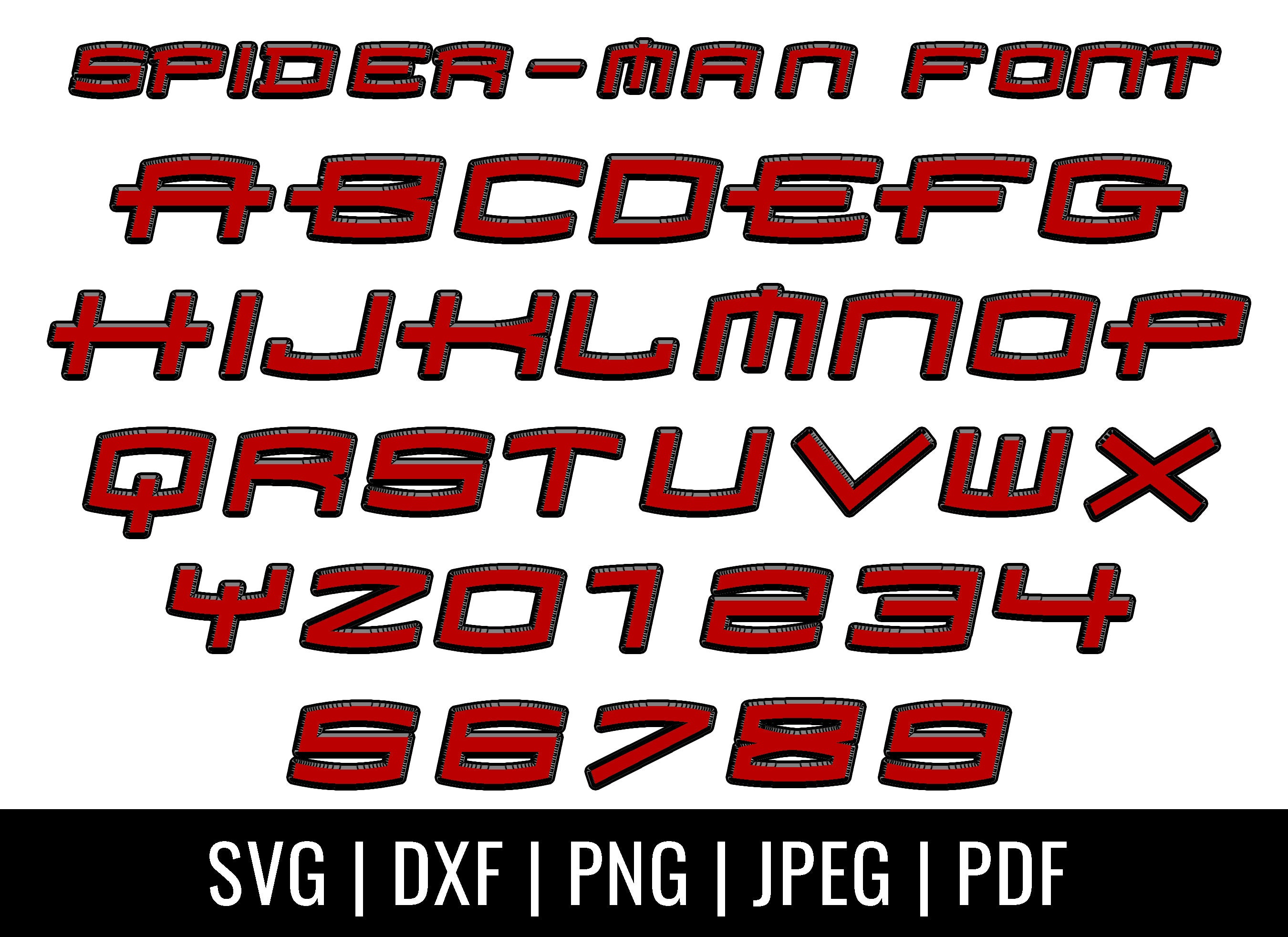 Spiderman fuente Clipart / Spider-Man letras números Clip | Etsy