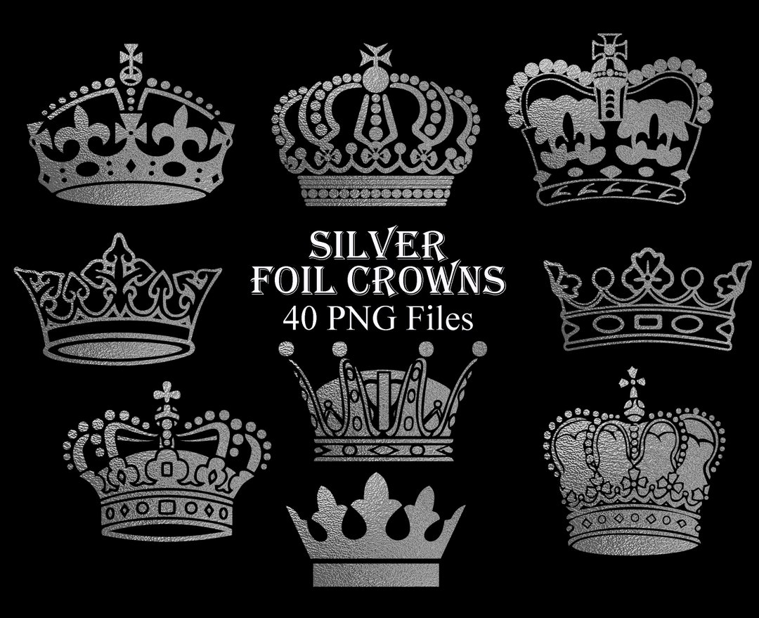 Silver Foil Crown Clipart INSTANT DOWNLOAD Crown Silhouette Clip Art ...