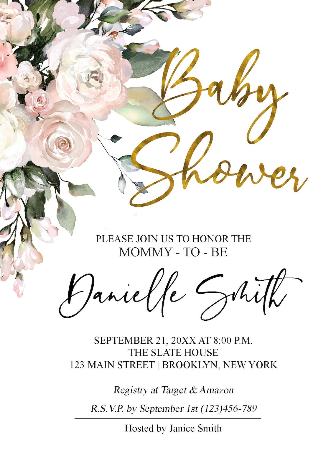 Elegant Floral Baby Shower Invitation 39 Printed Baby - Etsy