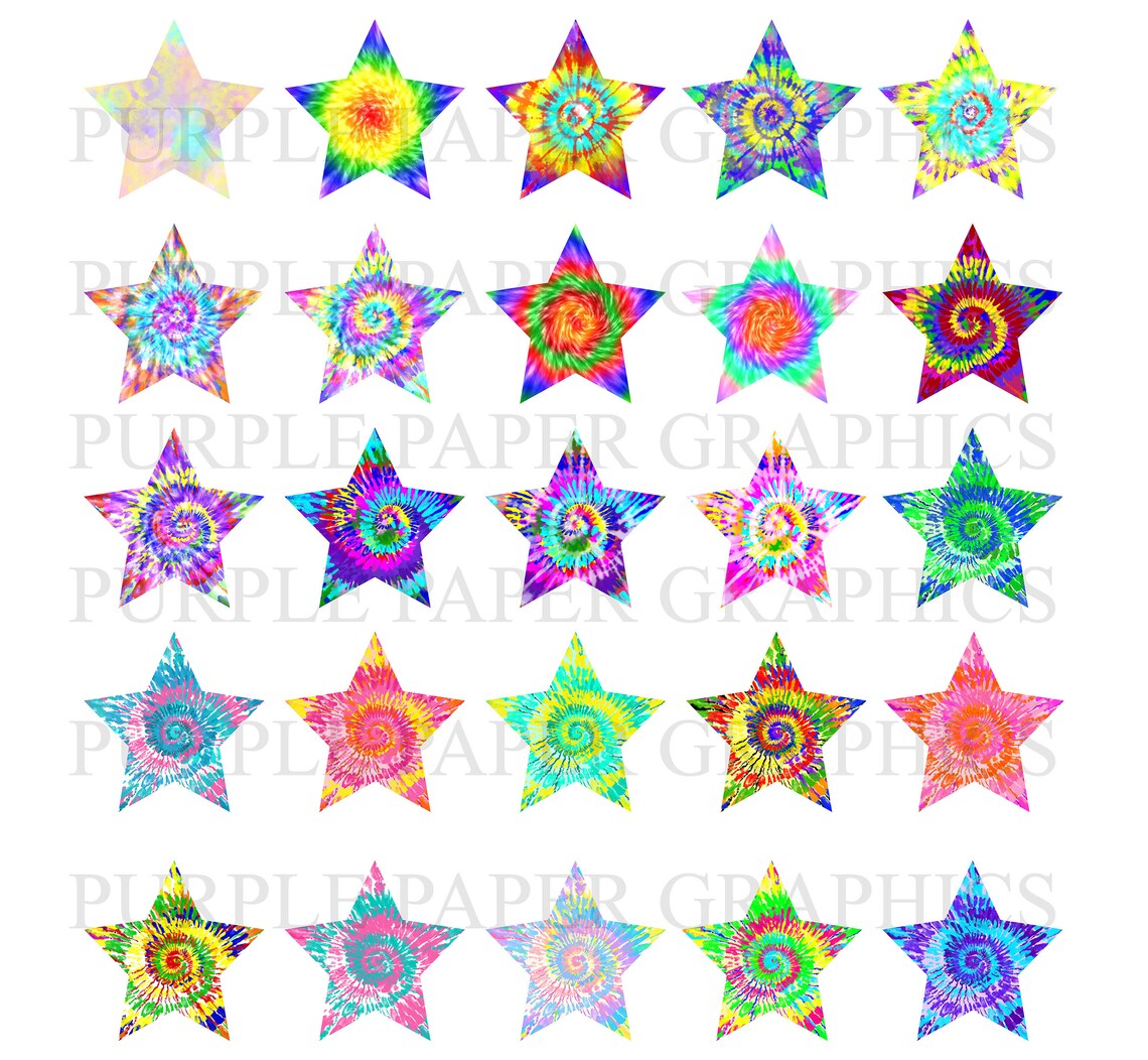 Tie Dye Stars Clip Art Vintage Watercolor Star Clipart Star - Etsy
