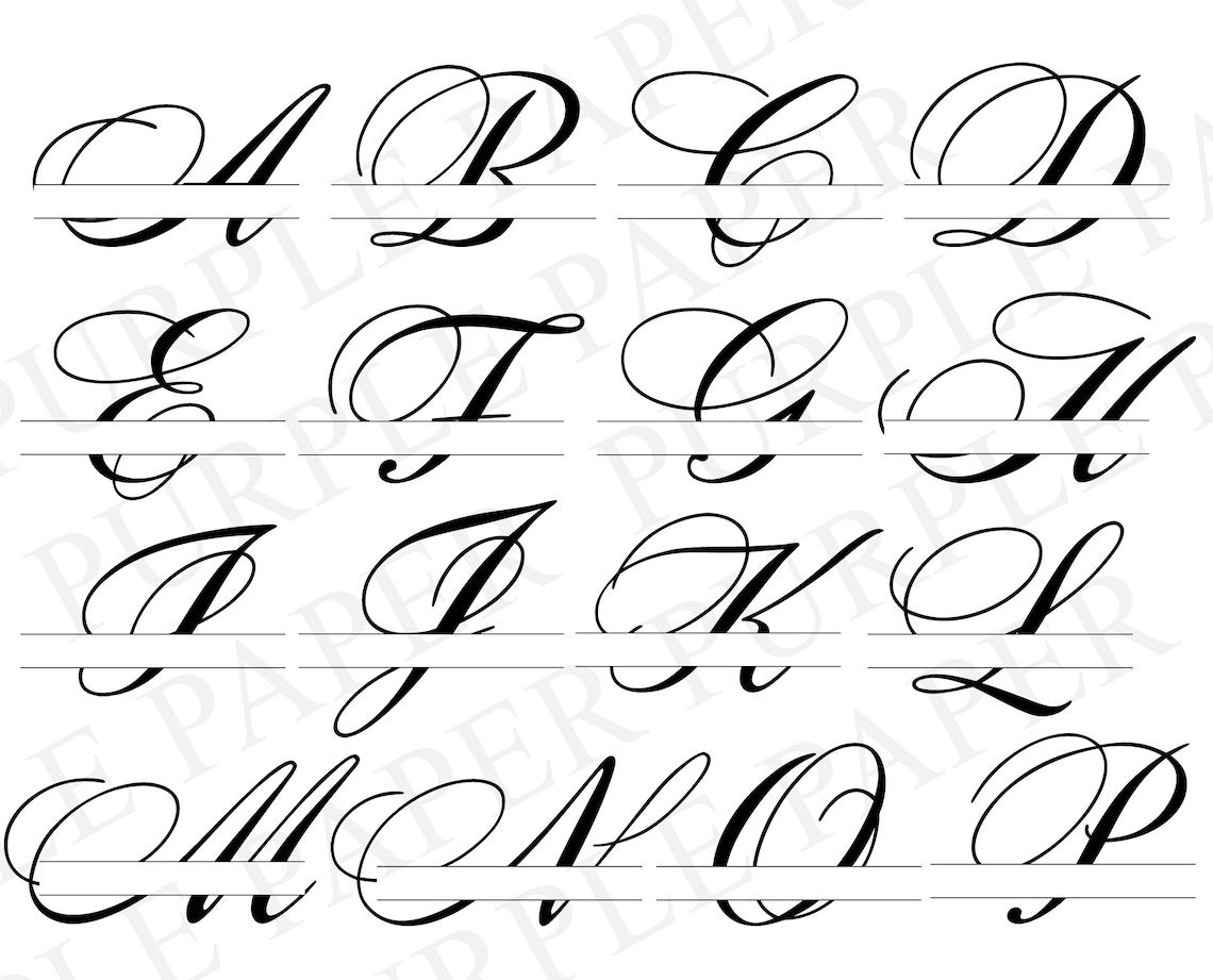 Split Monogram Svgdxfpngjpeg Split Script Monogram Frame | Etsy