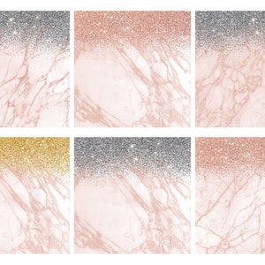 Rose Gold Marble and Glitter Digital Paper Marble Backgrounds Printable ...