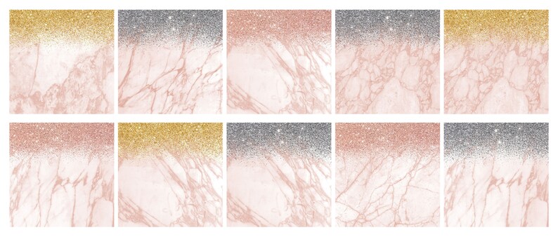 Rose Gold Marble and Glitter Digital Paper Marble Backgrounds Printable ...