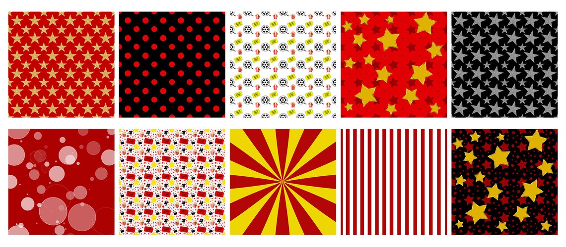 Hollywood Movie Night Seamless Digital Paper Scrapbook Paper - Etsy