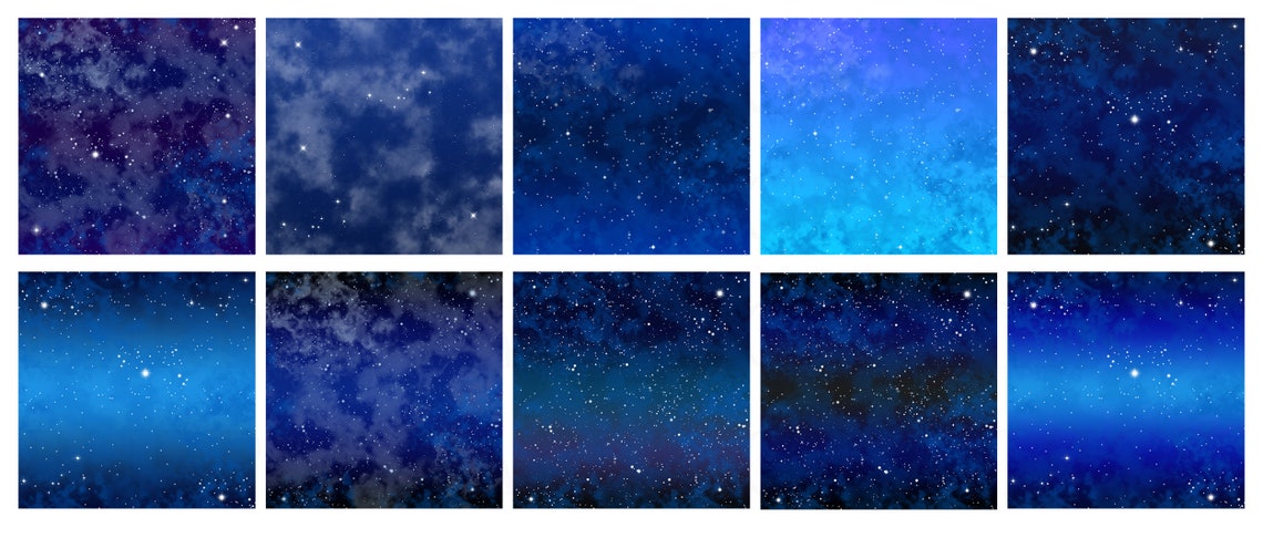 Blue Galaxy Backgrounds Digital Paper Outer Space Textures - Etsy