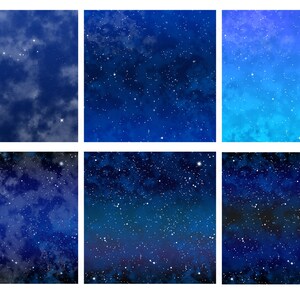 Blue Galaxy Backgrounds Digital Paper, Outer Space Textures With Starry ...