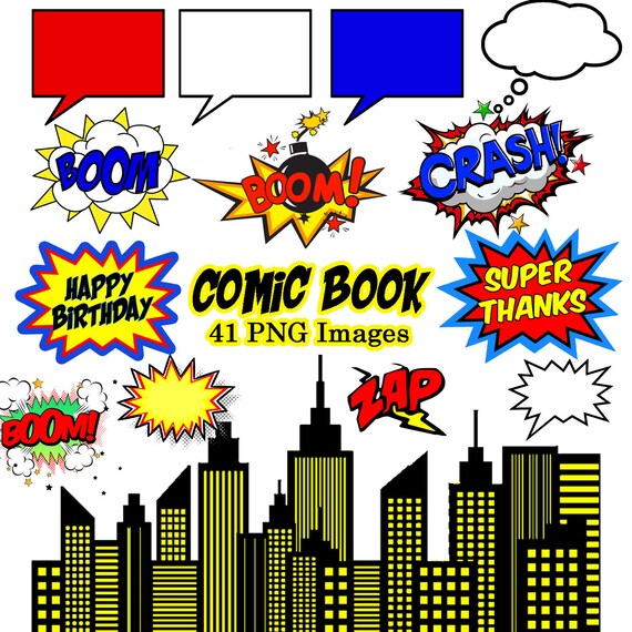 Scrapbooking Paper, Party & Kids Comic Book Superhero Clipart 5 Photo ...