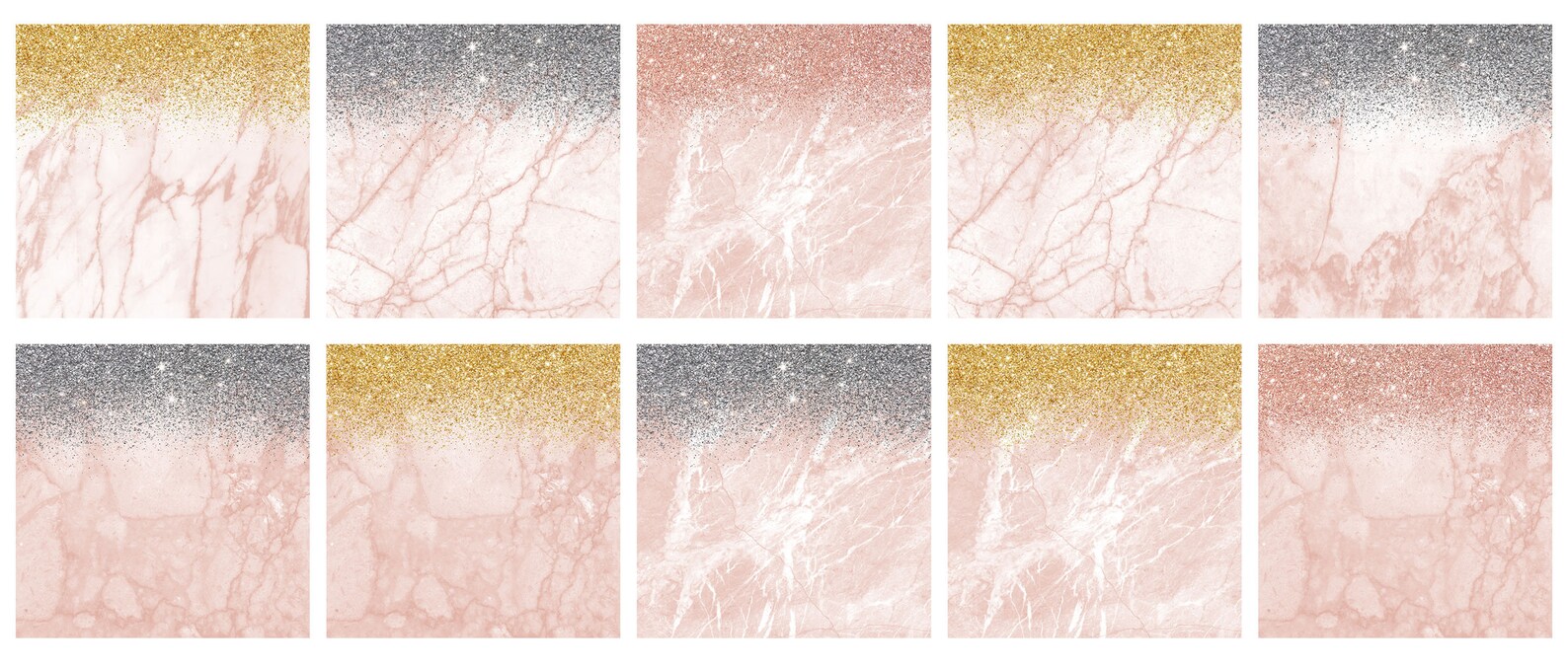 Rose Gold Marble and Glitter Digital Paper Marble Backgrounds | Etsy