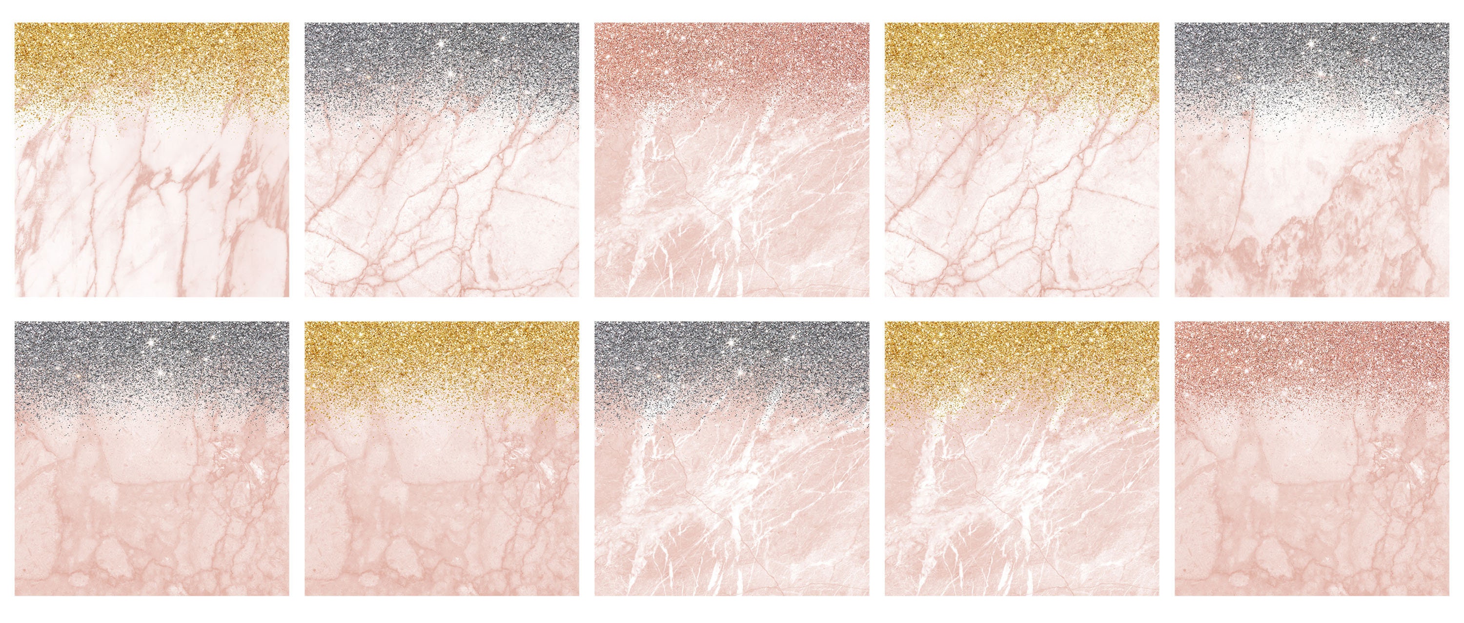 Rose Gold Marble and Glitter Digital Paper Marble Backgrounds Printable ...