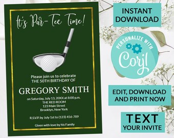 Golf Themed Invitation Digital Instant Download Pdf Jpeg - Etsy