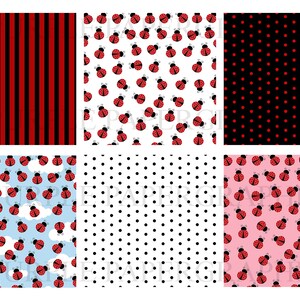 Ladybug Clipart and Digital Paper, Backgrounds and Overlays for ...