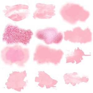 Watercolor Clipart #9, Pink Watercolor Brush Clip Art, Splashes, Blobs ...