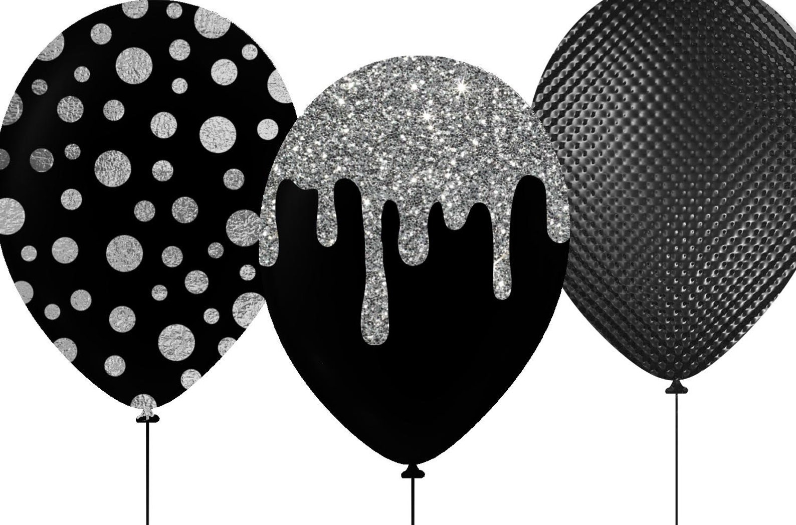 Pink and Black Balloons Clipart Glitter Balloon PNG Digital - Etsy