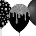 Pink and Black Balloons Clipart, Glitter Balloon PNG Digital Overlays ...