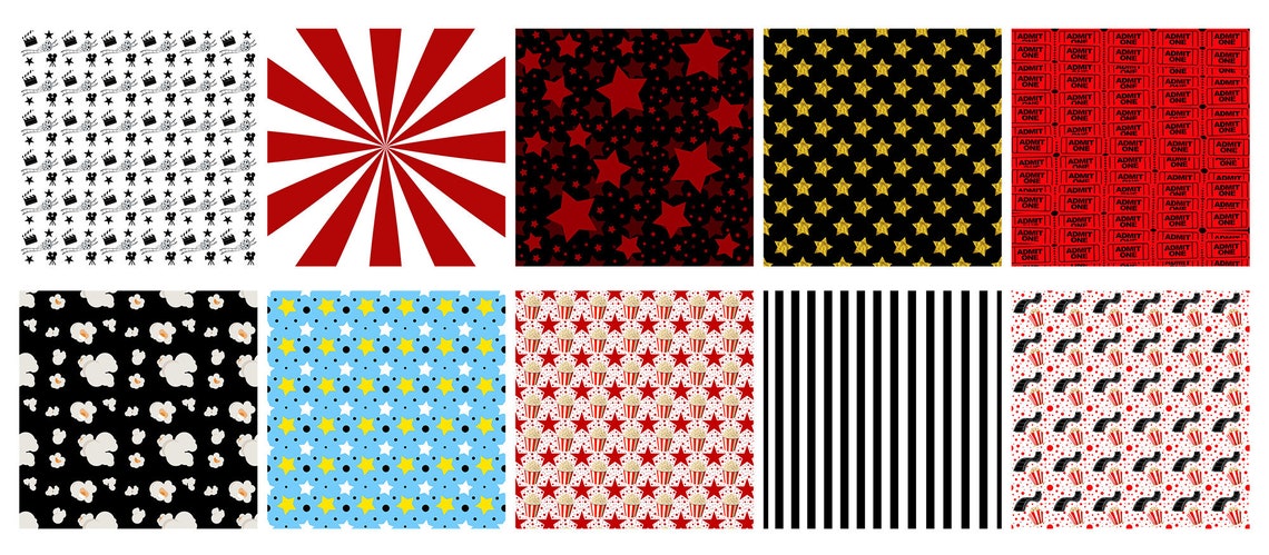 Hollywood Movie Night Seamless Digital Paper Scrapbook Paper | Etsy