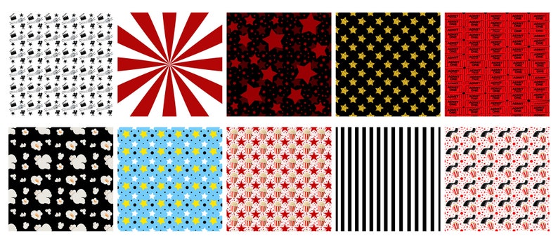 Hollywood Movie Night Seamless Digital Paper, Scrapbook Paper, INSTANT ...