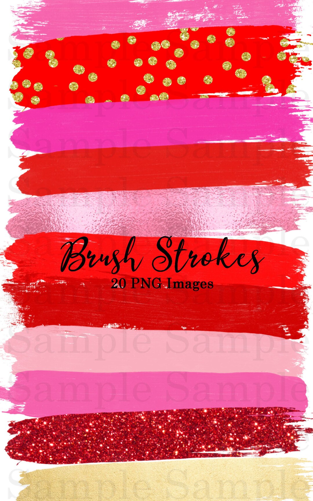 Valentine's Day Red Love Brush Strokes Clip Art #33 Hand Painted Gold ...