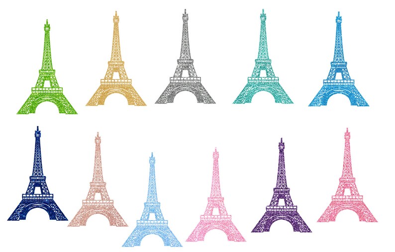 Glitter Eiffel Tower Clipart Paris Instant Download JPEG - Etsy