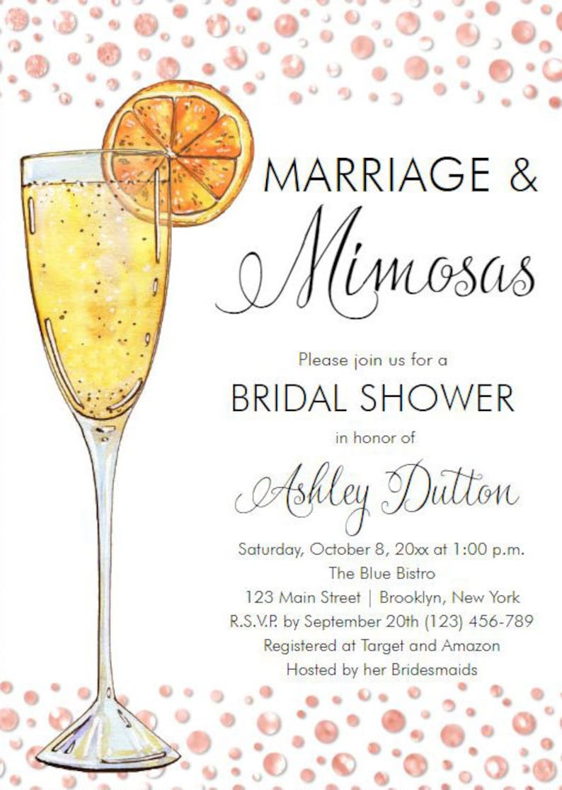 Brunch and Bubbly Mimosa Bridal Shower Invitation Digital - Etsy