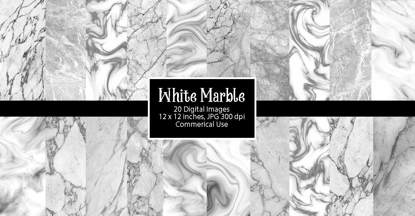 White Marble Digital Paper Black and White Marble Natural - Etsy