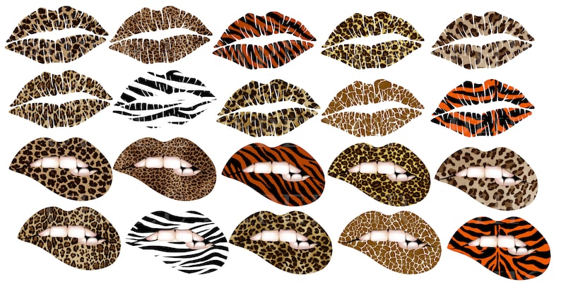 Animal Print Lips Kisses Clipart Custom Invitations Digital - Etsy