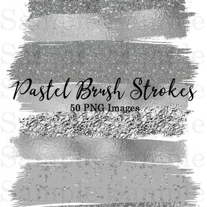 Glam Silver Glitter and Foil Brush Strokes Clip Art 43 Hand - Etsy
