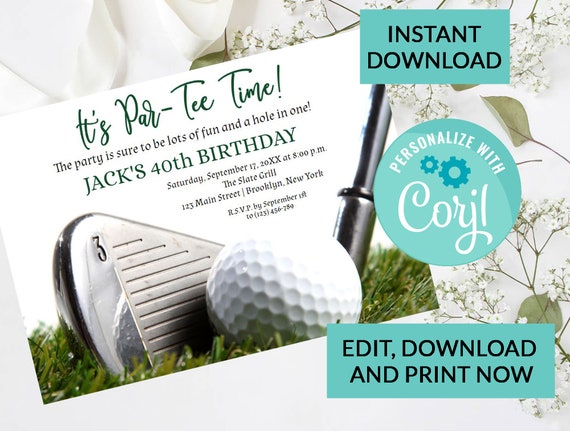 Golf Birthday Invitation Party 16 Surprise Birthday Invite - Etsy