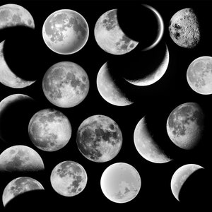 Moon Phases Clipart, Watercolor Moon Clip Art Graphics Illustration in ...