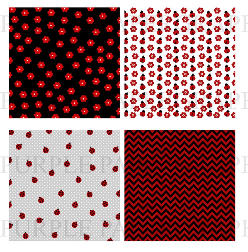 Ladybug Clipart and Digital Paper Backgrounds and Overlays - Etsy