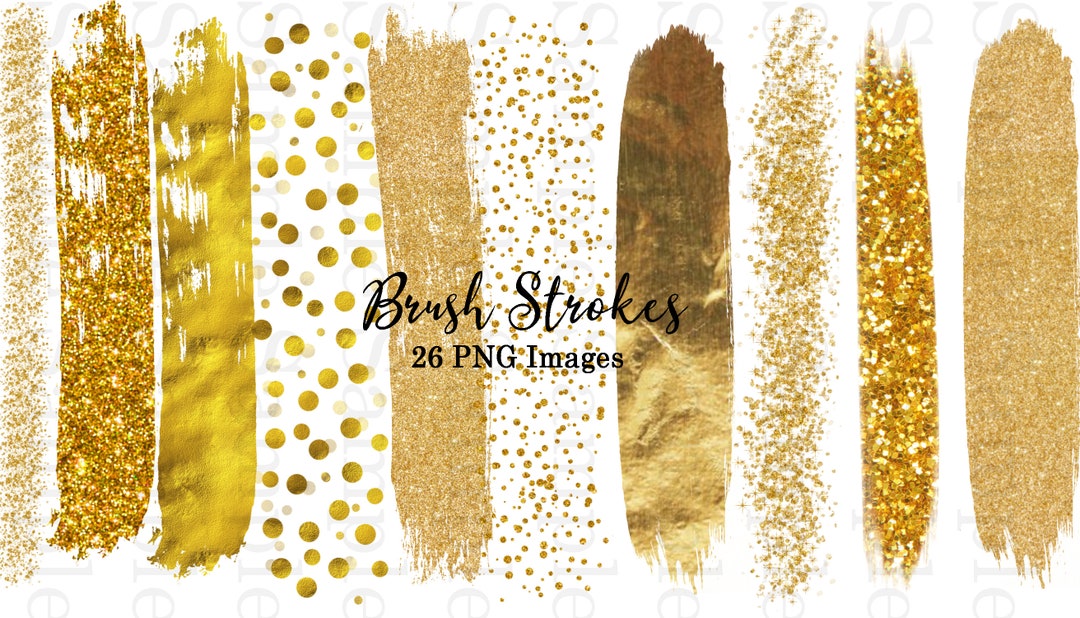 Gold Glitter Foil Marble Brush Strokes Clip Art #61 | Hand Painted ...